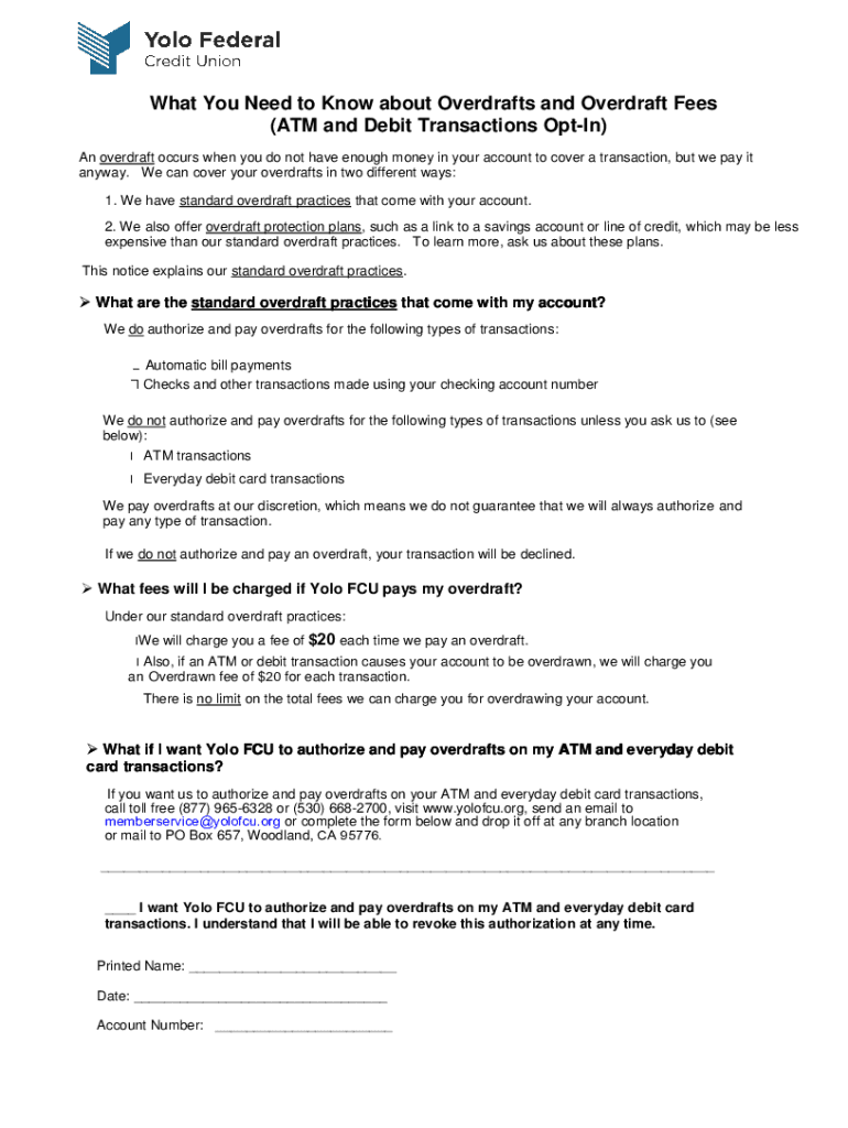 Fillable Online Regulation E Opt In Form: What You Need to Know about ...