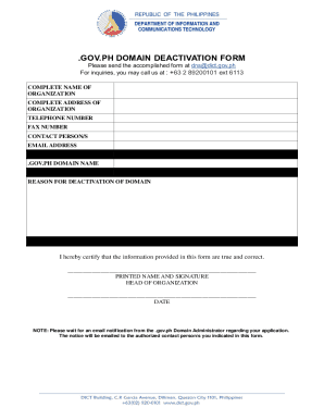 Fillable Online PDF .GOV.PH DOMAIN APPLICATION FORM - gov.ph Domain ...