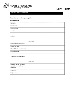 Fillable Online heart-england co EXTERNAL APPLICANT FORM Fax Email ...