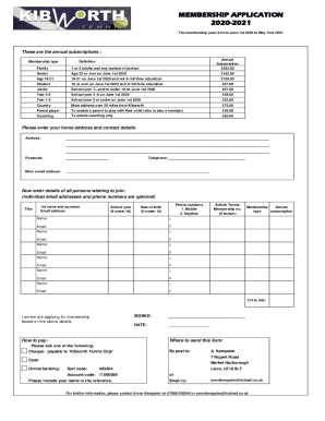 Fillable Online The membership year is from June 1st 2020 to May 31st ...