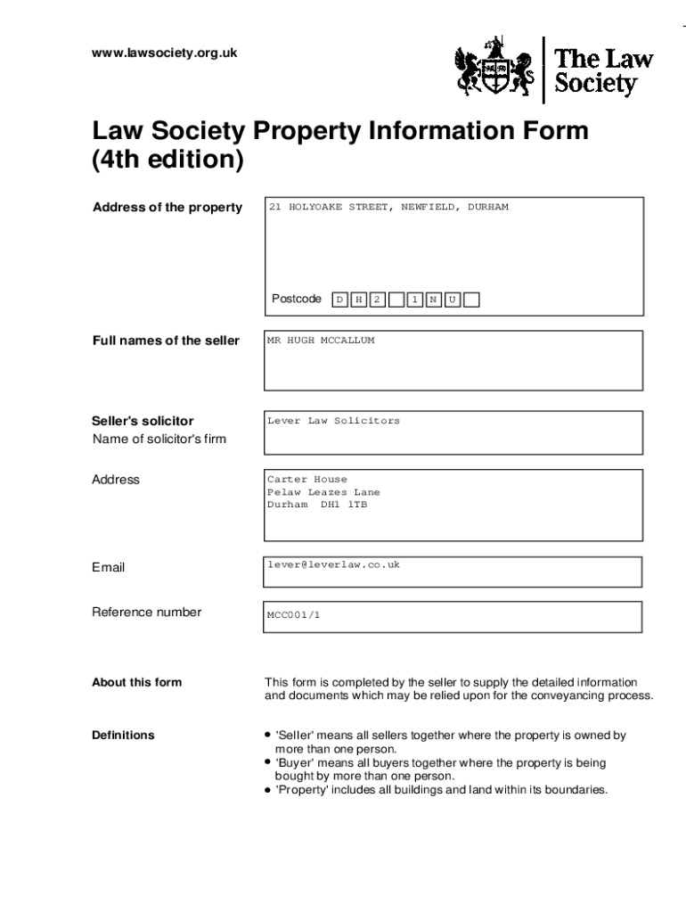 Law Society Property Information Form (4th Edition) - Fill Online ...