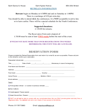 Fillable Online Retreat application form.pages Fax Email Print - pdfFiller