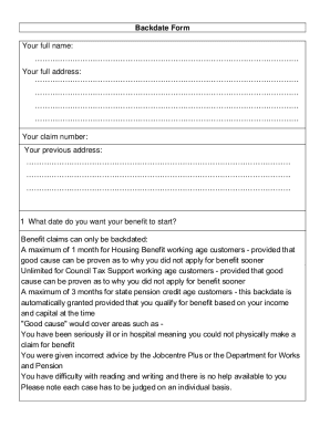 Fillable Online Backdated Benefits Form. Backdated benefits Fax Email ...