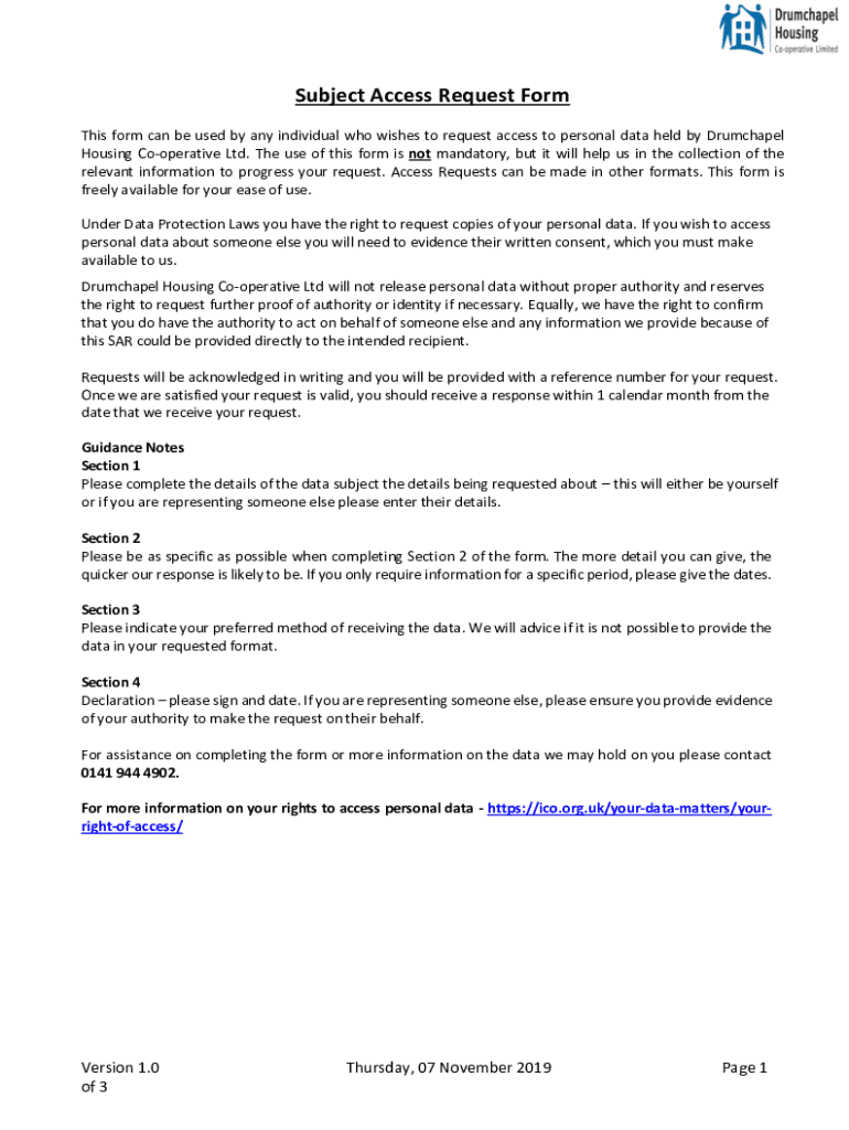 Fillable Online What is a subject access request & how to use it in ...