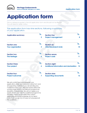 Fillable Online Heritage Lottery Fund Heritage Endowments Application Form Fax Email Print ...