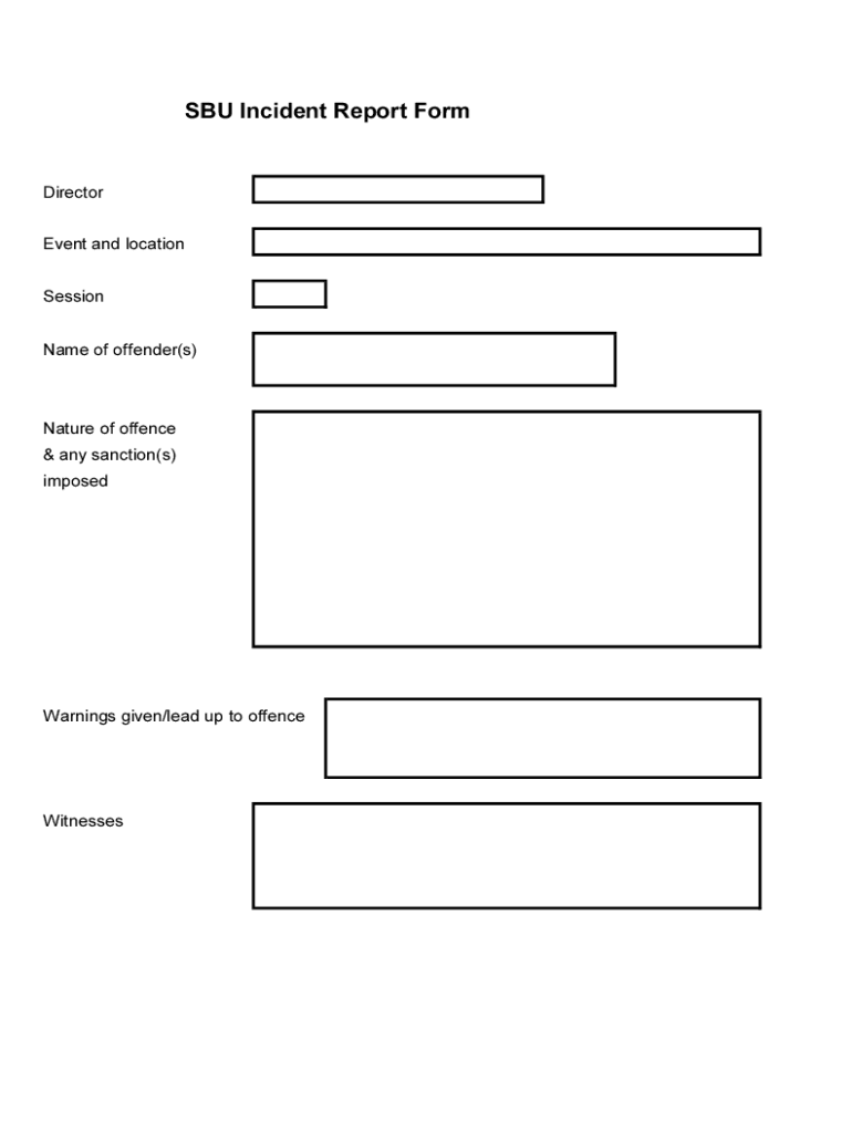 Fillable Online SBU Discipline Report Form.xls Fax Email Print - pdfFiller