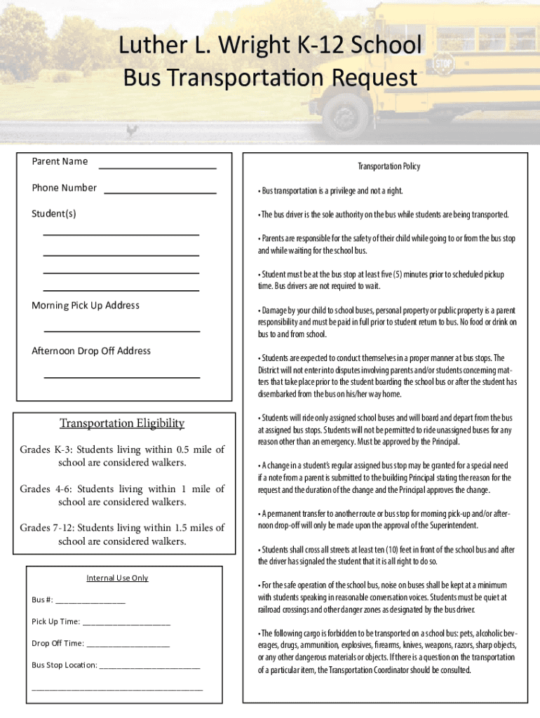 Fillable Online Bus Transportation Information - Lake County ...