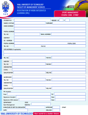 Fillable Online Vaal University of TechnologyVaal University of ...