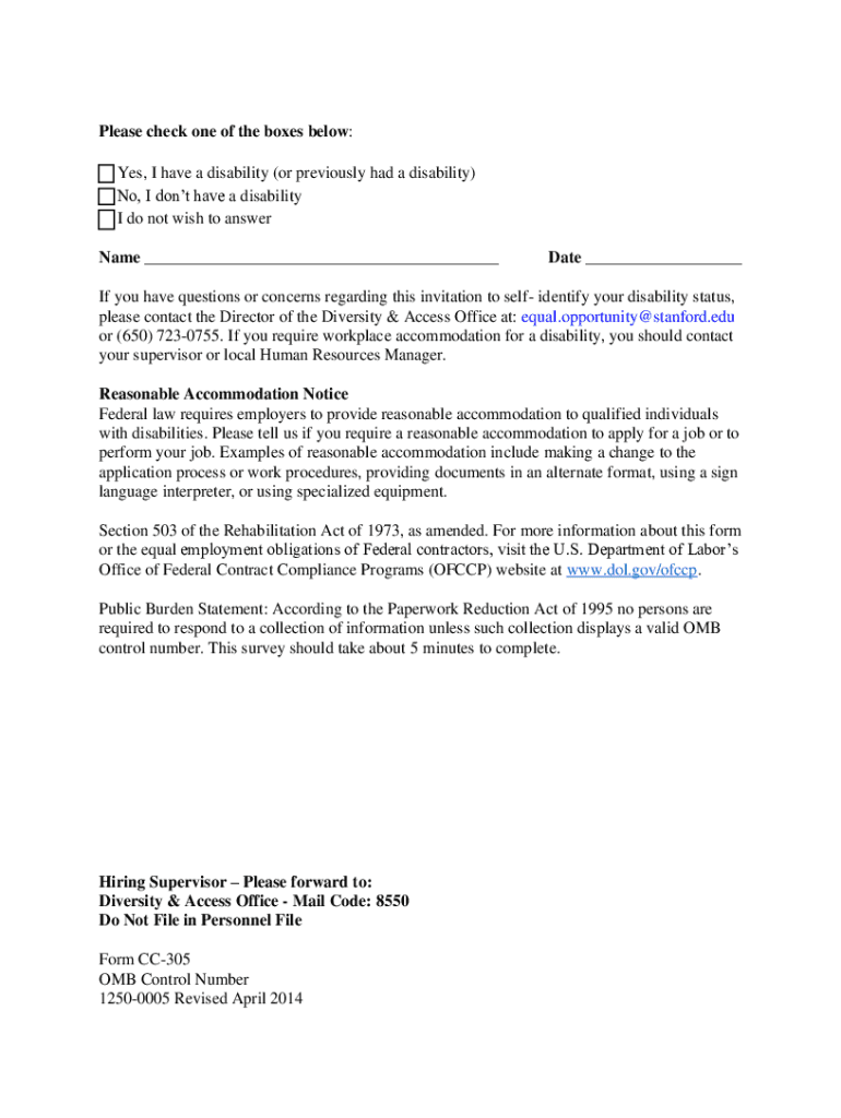Fillable Online Voluntary Self-Identification of Disability Status Fax ...