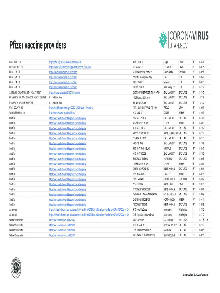Fillable Online Pfizer vaccine providers Fax Email Print - pdfFiller