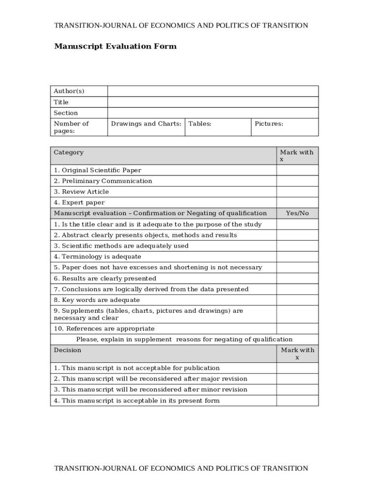 Manuscript Evaluation - Srce Doc Template | pdfFiller