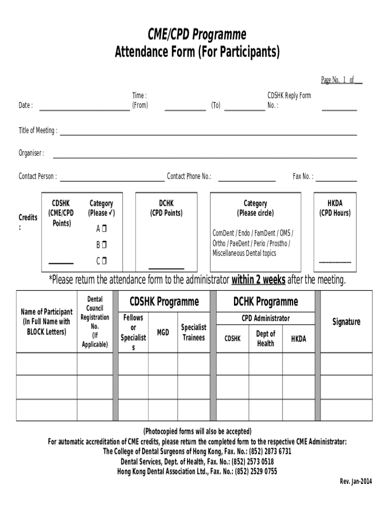 CPD Programme for Dentists Doc Template | pdfFiller