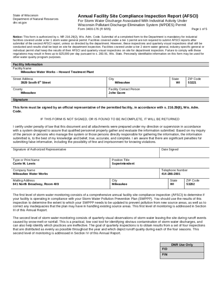 3400-176 Annual Facility Site Compliance Inspection ... Doc Template ...