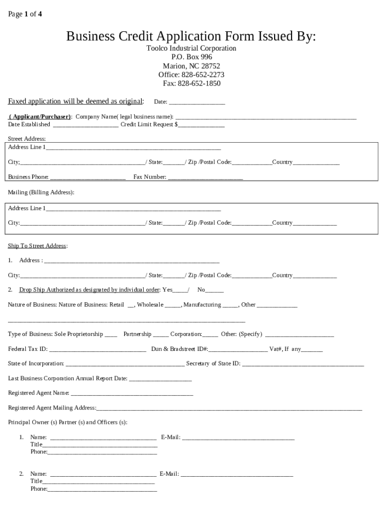 Business Credit Application Issued By: Doc Template | pdfFiller