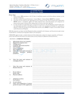Fillable Online Customs-Bond-Proposal form Fax Email Print - pdfFiller