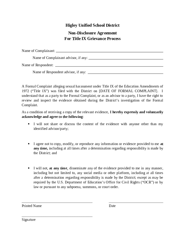 For Title IX Grievance Process Doc Template | pdfFiller
