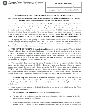 Fillable Online Informed Consent Form for SARS-CoV-2 (Covid-19 ...