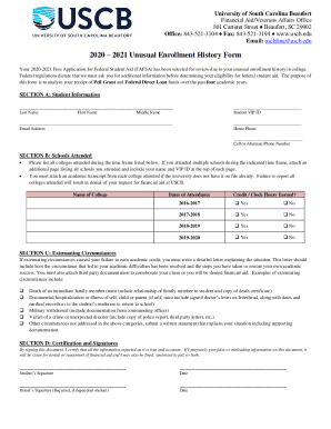 Fillable Online 2020 2021 Unusual Enrollment History Form Fax Email Print - pdfFiller