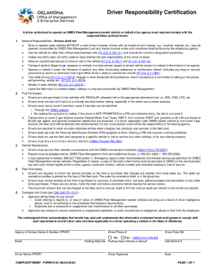 Fillable Online Driver Responsibility Certification. Form certifying a ...