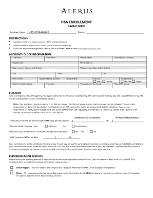 Fillable Online PDF HSA ENROLLMENT FORM Instructions Accountholder ...