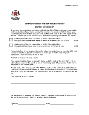 Fillable Online Form NQ Confirmation of the non-acquisition of British ...