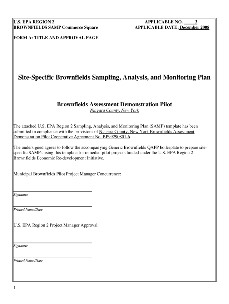 Fillable Online Site-Specific Brownfields Sampling, Analysis, and Monitoring Plan Fax Email ...