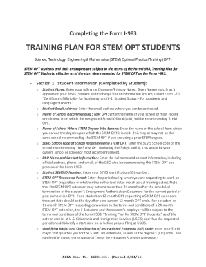 Fillable Online Guide for Completing Form I983 Training Plan for STEM ...