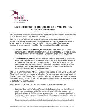 Fillable Online Health Care Directive (Living Will) - End of Life ...