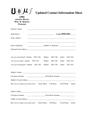 Fillable Online ubms umbc Updated Contact Information Sheet - UMBC Fax Email Print - pdfFiller