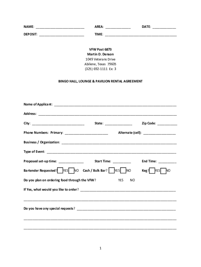 Fillable Online event facility rental agreement Fax Email Print - pdfFiller