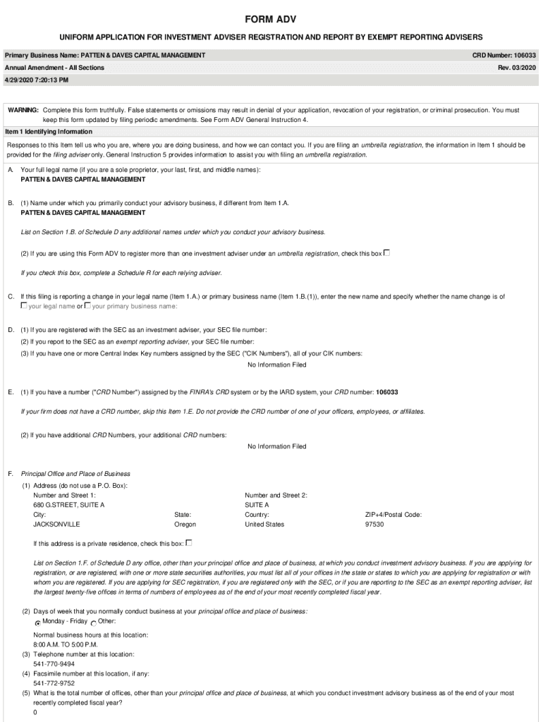 Fillable Online D1 CAPITAL PARTNERS L.P. Form ADV Details as of 2021-05 ...
