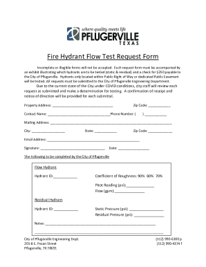 Fillable Online Request for Fire Hydrant Flow TestPWCSA Fax Email Print ...