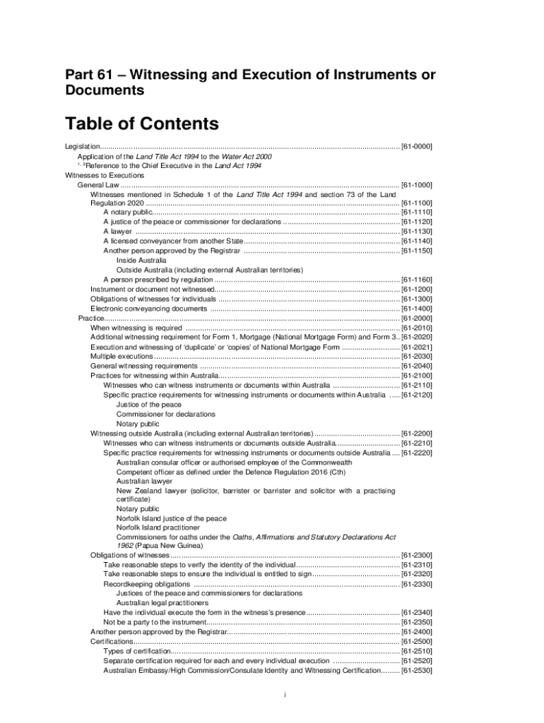 Fillable Online Land title Practice Manual Part 61 Witnessing and Execution of Instruments or ...
