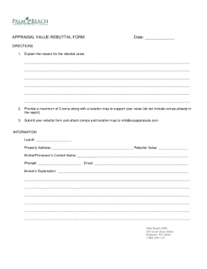 Fillable Online APPRAISAL VALUE REBUTTAL FORM Date: Fax Email Print ...
