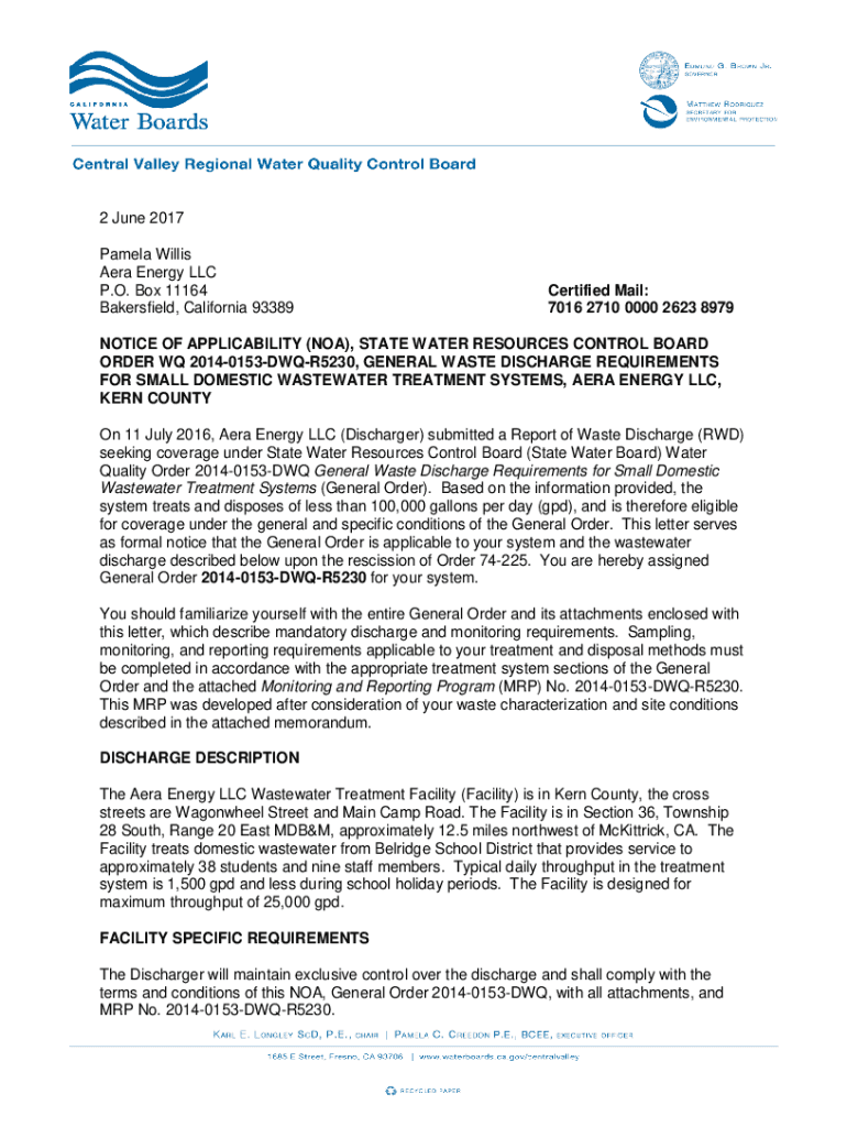 Fillable Online General Waste Discharge Requirements for ... - waterboards.ca.gov Fax Email ...