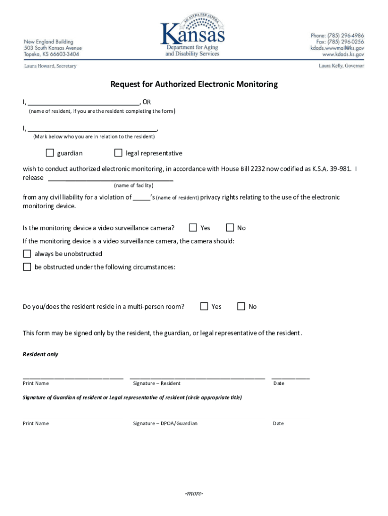 Fillable Online Request for Authorized Electronic Monitoring Fax Email ...