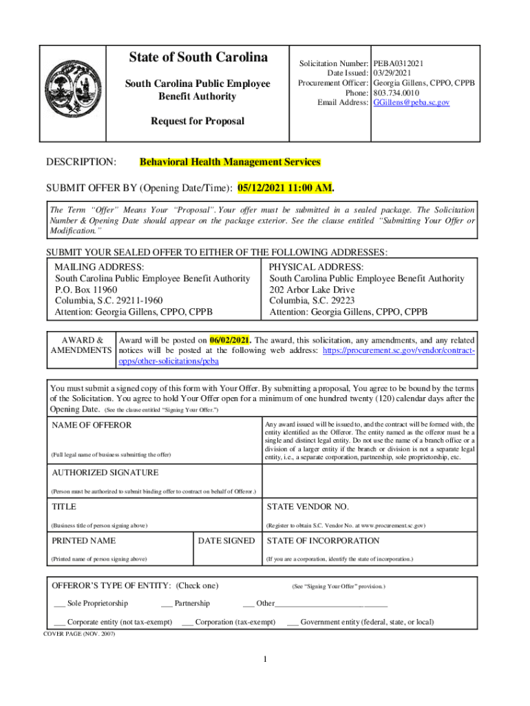 Fillable Online STATE OF SOUTH CAROLINA SOUTH CAROLINA PUBLIC EMPLOYEE ...