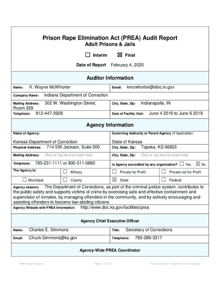 Fillable Online NCF Final PREA Report Fax Email Print - pdfFiller