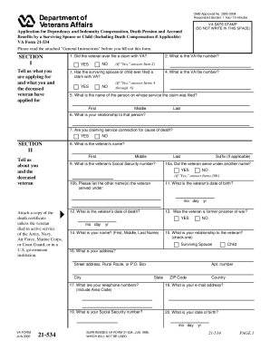 Fillable Online VA Form 21P-534 Download Fillable PDF or Fill Online ...
