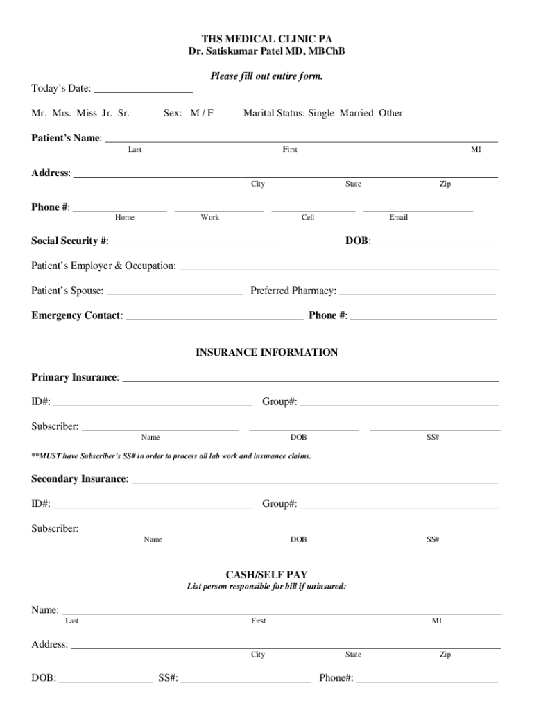 Fillable Online THS MEDICAL CLINIC PA Fax Email Print - pdfFiller