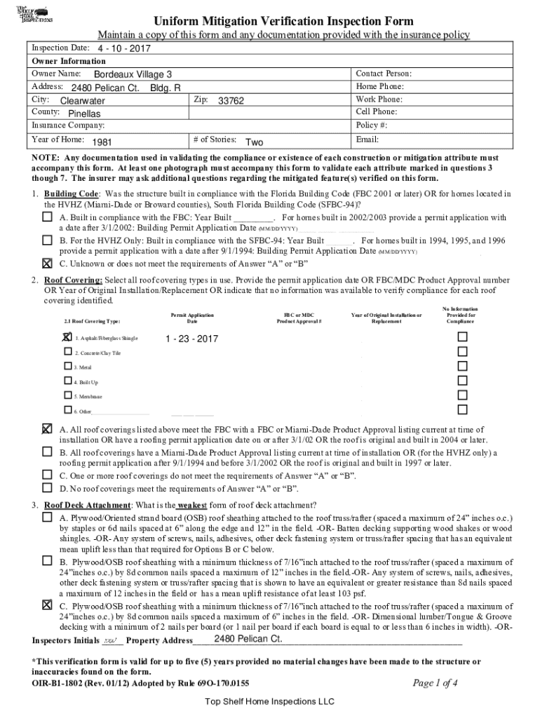 Fillable Online What is checked during a wind mitigation inspection?FMI ...