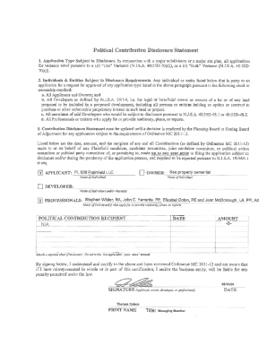 Fillable Online Political Contribution Disclosure Statement Fax Email ...