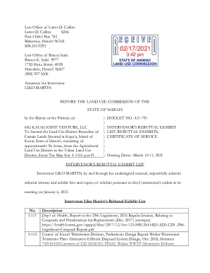 Fillable Online Intervenor's Rebuttal Exhibit List Fax Email Print ...