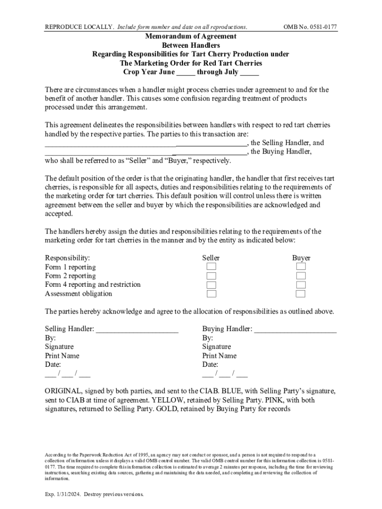Fillable Online MOU Reporting Responsibilities Fax Email Print - pdfFiller