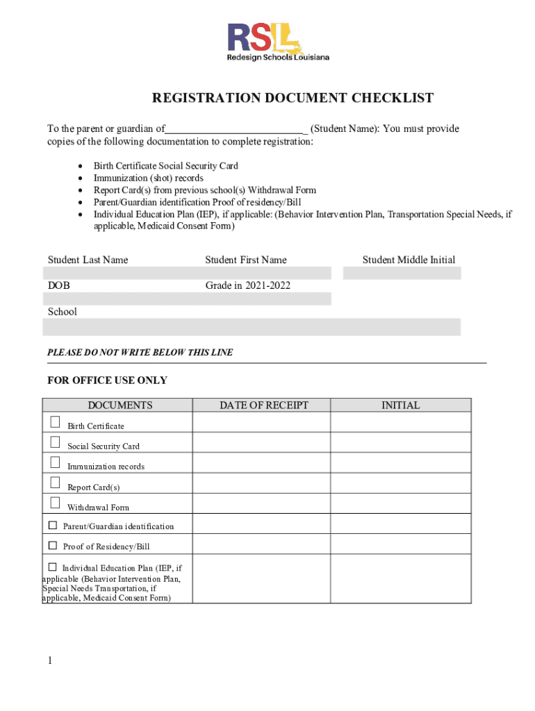 Fillable Online Registration Checklist - schools.nyc.gov Fax Email ...