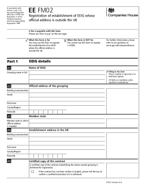 Fillable Online EE FM02 Registration of establishment of EEIG ...