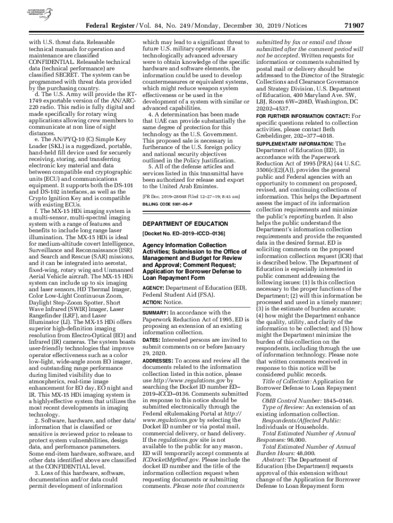 Fillable Online Application for Borrower Defense to Loan Repayment Form ...