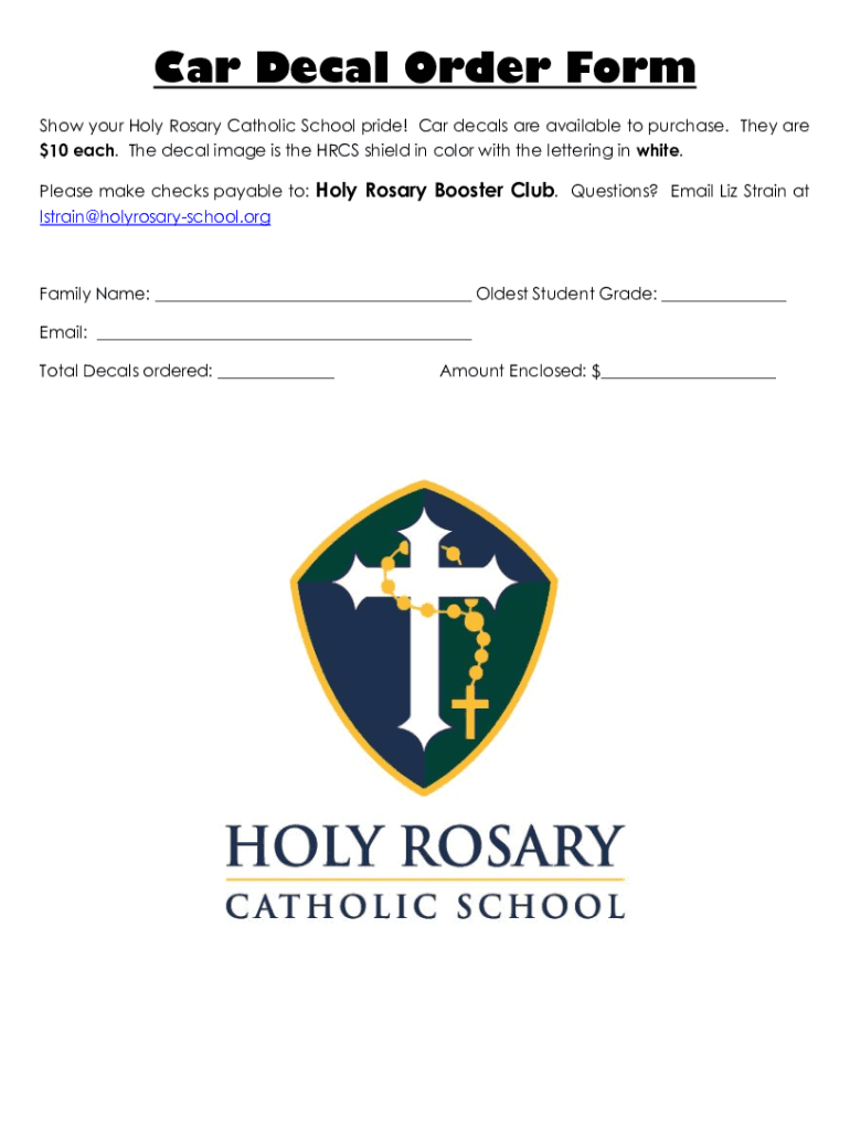 Fillable Online Car Decal Order Form Fax Email Print - pdfFiller