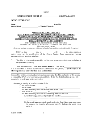 QUALIFIED RESIDENTIAL TREATMENT PROGRAM PLACEMENT PERMANENCY HEARING ORDER POST-TERMINATION ...