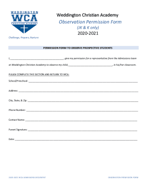 Fillable Online Observation Permission Form Fax Email Print - pdfFiller